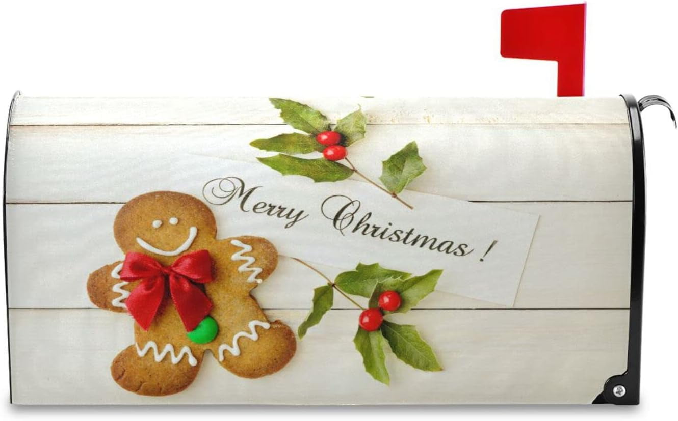 Christmas Ginger-Bread Mailbox Cover Magnetic Standard Size Poinsettia ...