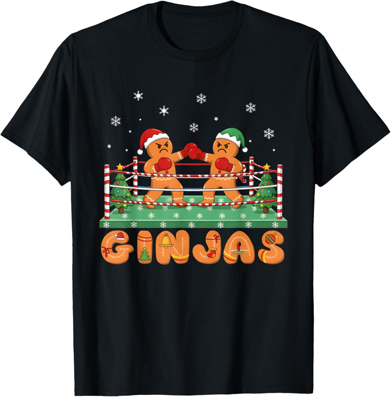 Christmas Ginger Ninjas Boxing Cute Gingerbread Cookie Ninja T-Shirt ...