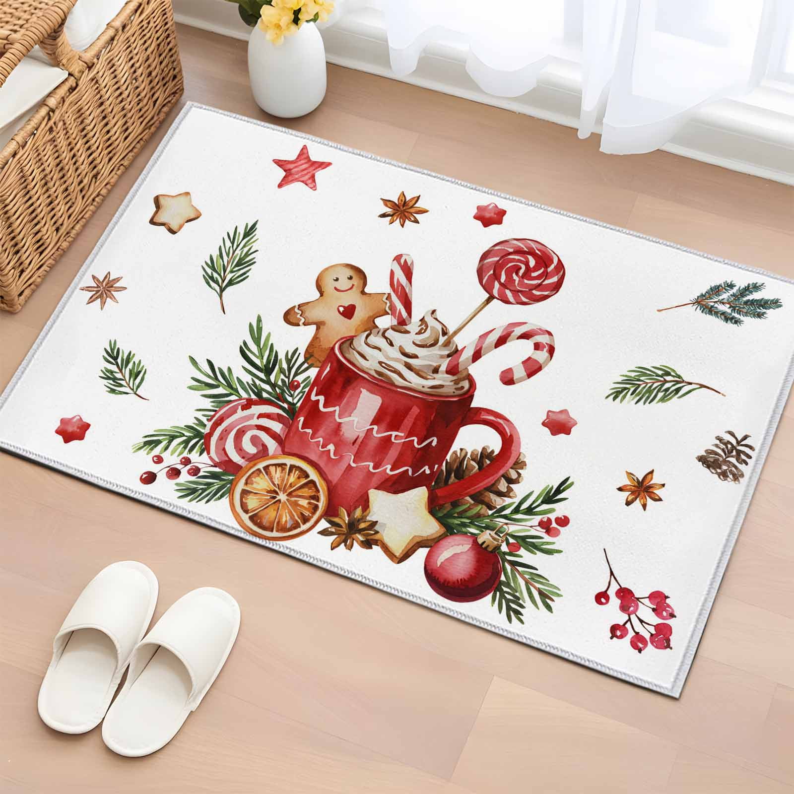 Christmas Gingerbread Bathroom Rug Washable 2x3 Entryway Rug Non Slip ...