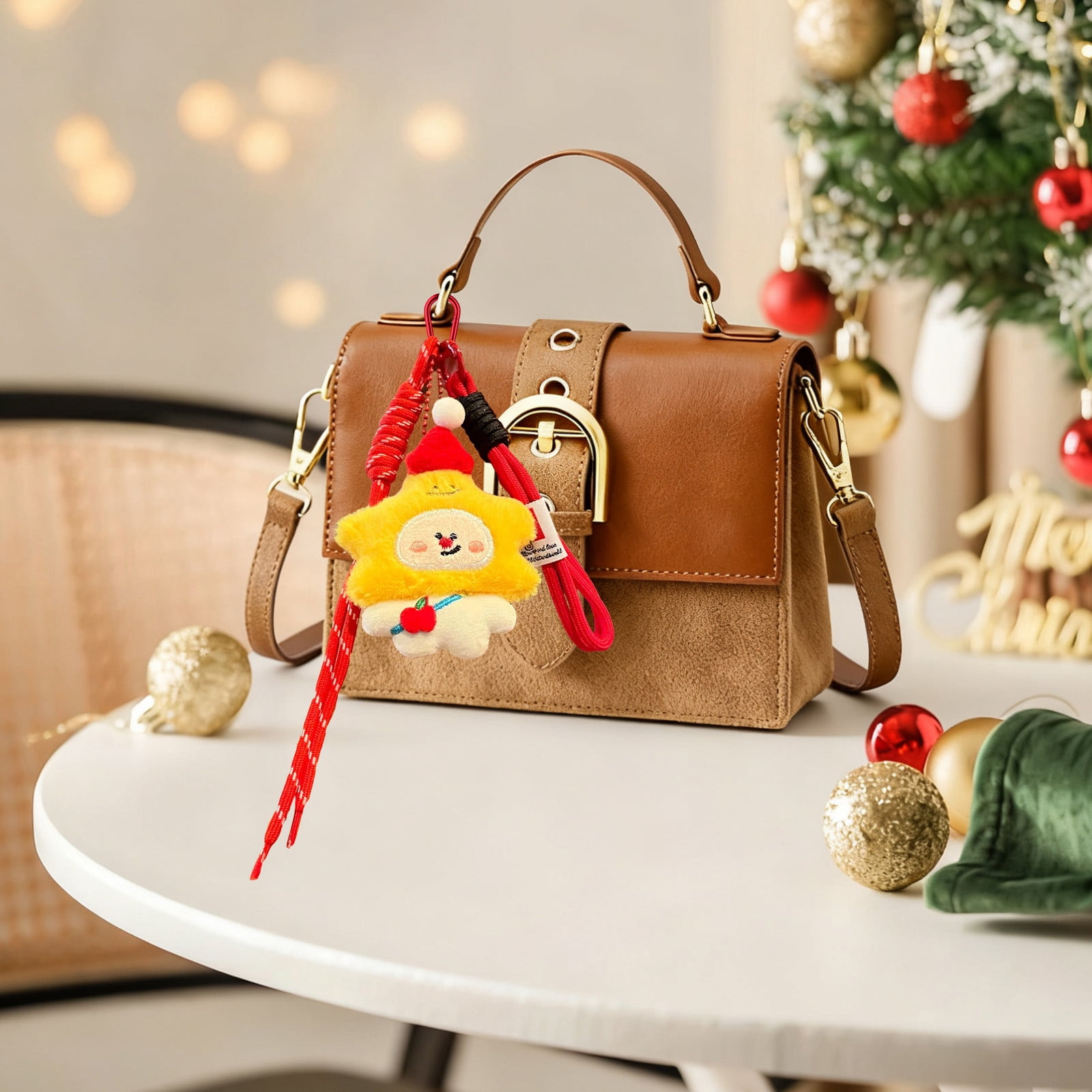 Christmas Gingerbread Figurine Keychain – Red Velvet Plush Holiday Bag ...