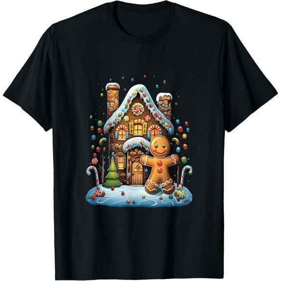 Christmas Gingerbread House Candy Cane Party Mens T-Shirt - Walmart.com
