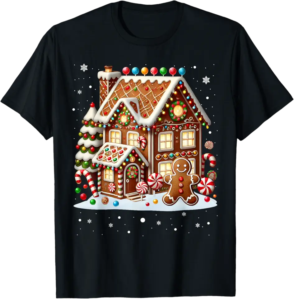 Christmas Gingerbread House Candy Cane X-Mas Pajamas Party T-Shirt ...
