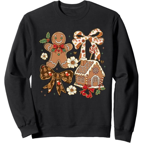 Christmas Gingerbread House Coquette Bow Xmas s Women Sweatshirt ...