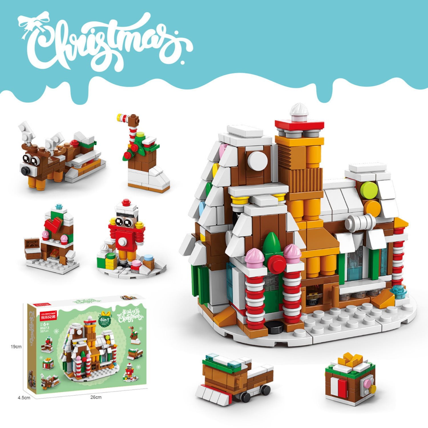 Christmas Gingerbread House Mini Xmas Tree Building Block Set Creative ...
