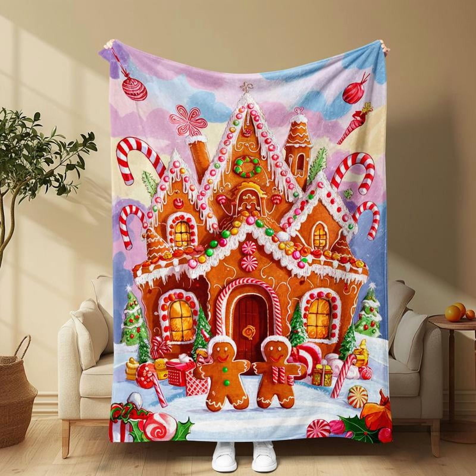 Christmas Gingerbread House Pattern Blanket, Soft Warm Throw Blanket ...