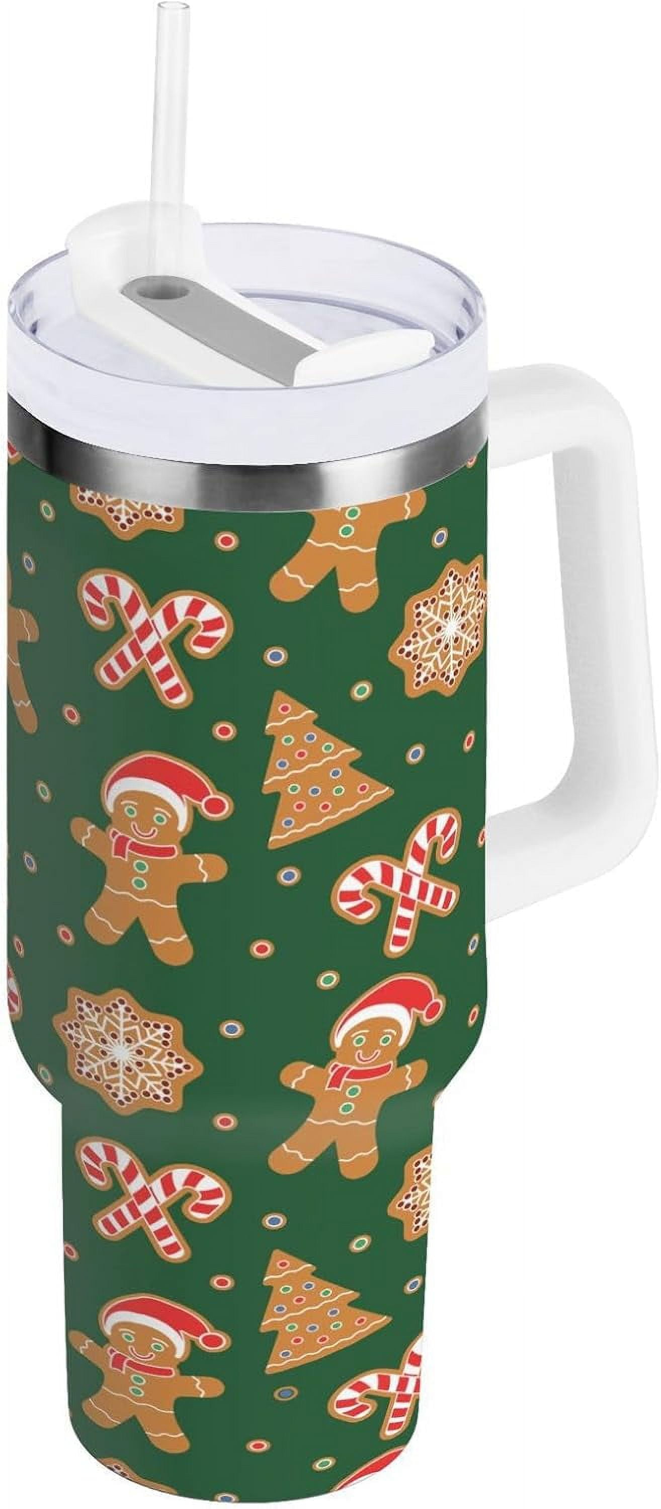 Christmas Gingerbread Man 30 oz Tumbler with Handle, Stainless Steel ...