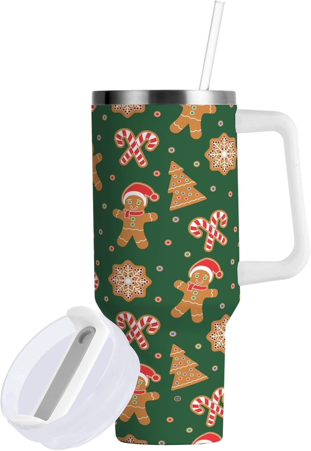 Christmas Gingerbread Man 40 oz Tumbler with Handle, Stainless Steel ...