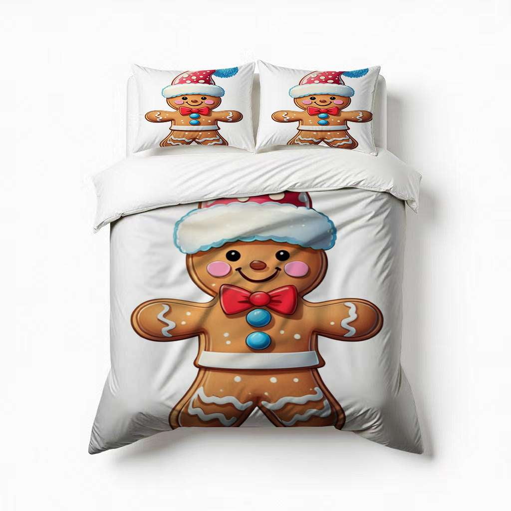 Christmas Gingerbread Man Bedding Set 3 Pcs Soft Microfiber Quilt Cover ...