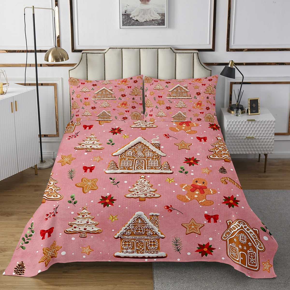 Christmas Gingerbread Man Bedspread Twin Size,Christmas Tree Bedding ...