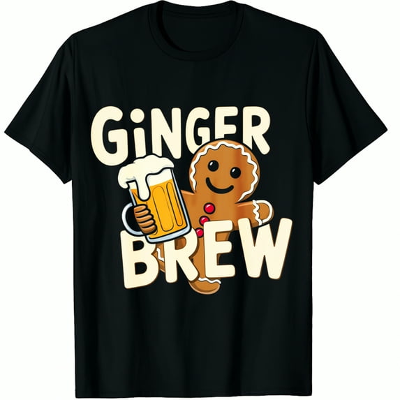 Christmas Gingerbread Man Beer Print Ginger Brew Holiday Party Wear ...