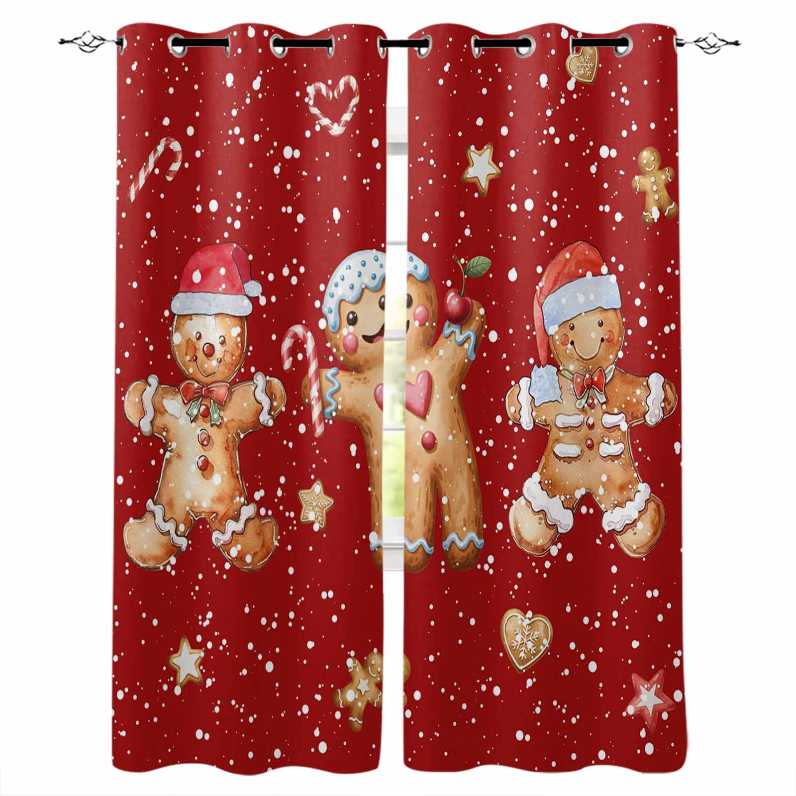 Christmas Gingerbread Man Blackout Curtains for Bedroom/Living Room ...