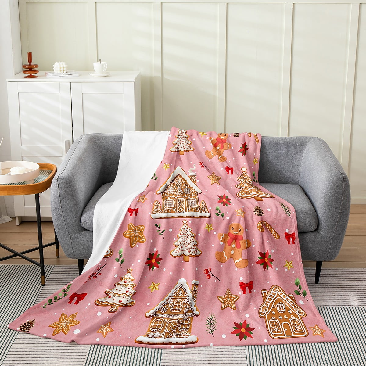 Christmas Gingerbread Man Blankets,Christmas Tree Flannel Blanket Teens ...