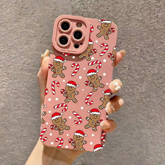 Christmas Gingerbread Man & Candy Cane Pattern Phone Case For iPhone 17 ...