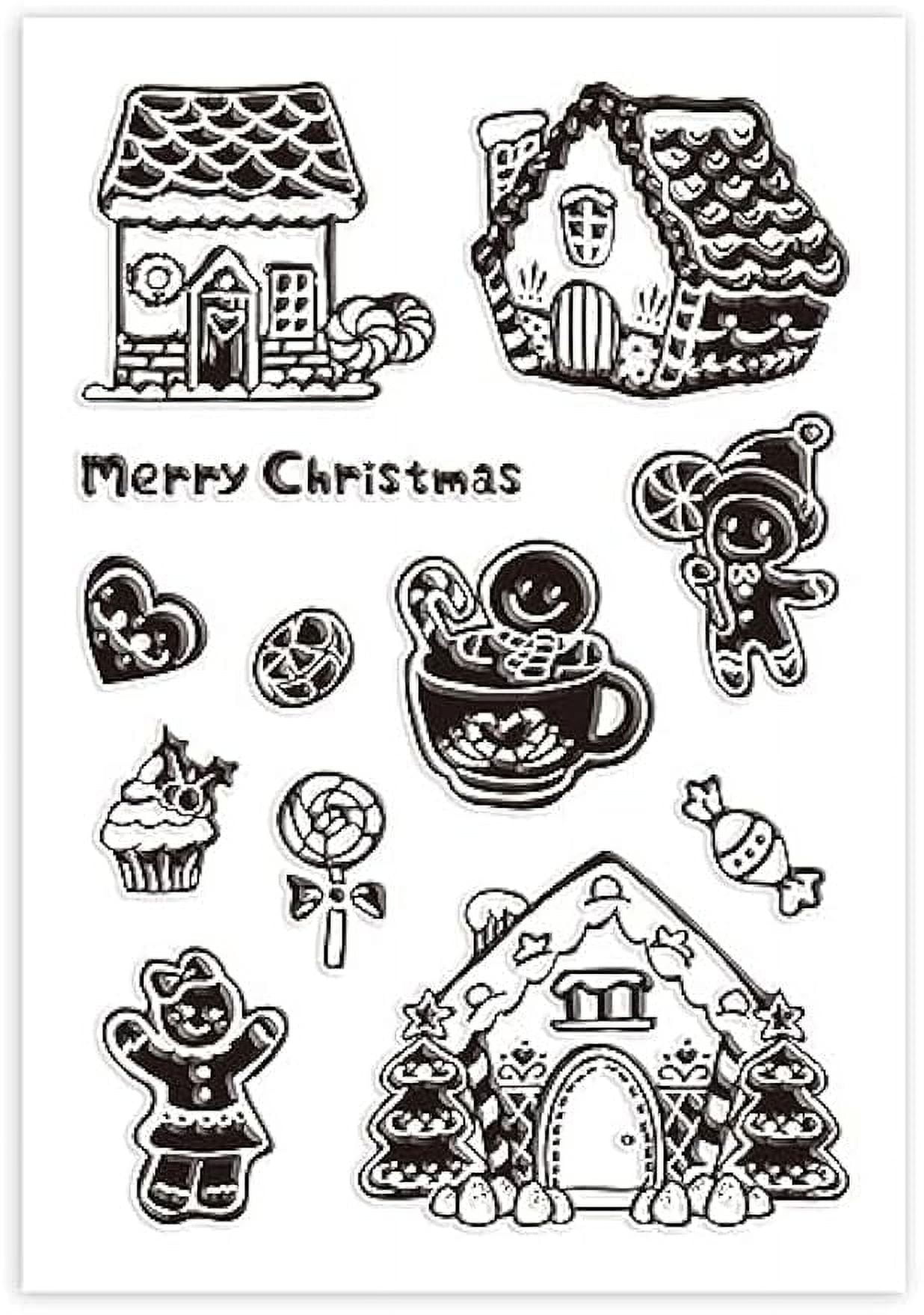 Christmas Gingerbread Man Clear Rubber Stamps House Candy Merry ...