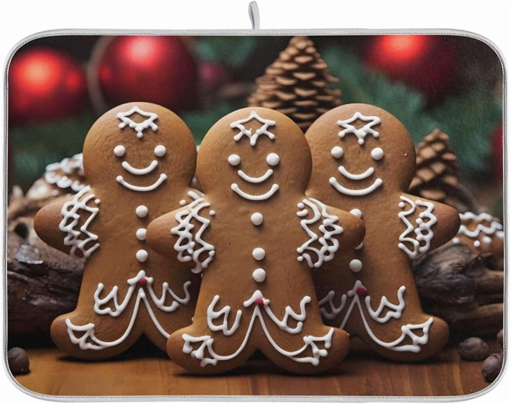 Christmas Gingerbread Man Dish Drying Mat ch,Large Dishes Pad Drainer ...