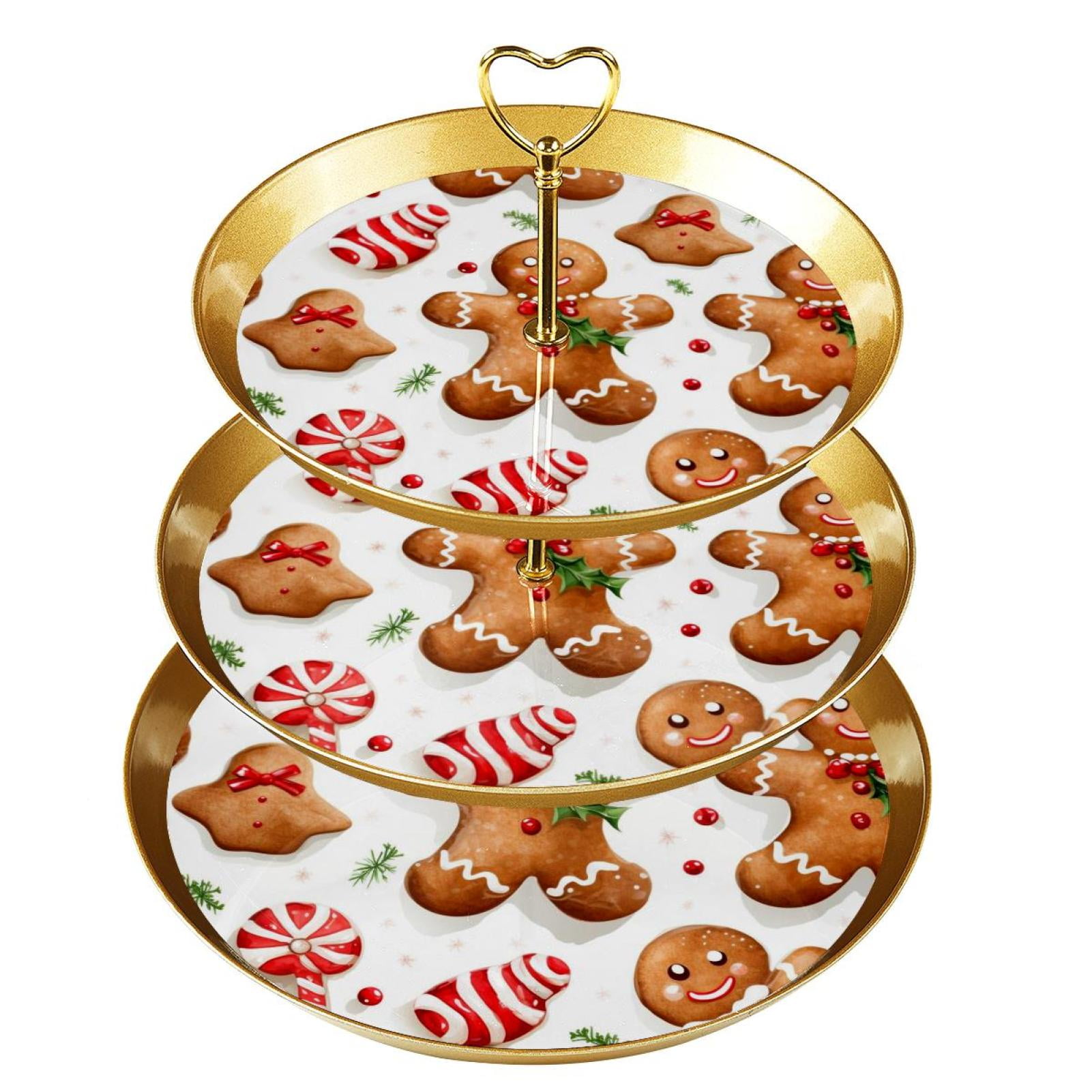 Christmas Gingerbread Man Elegant Cupcake Stands with Plastic Discs and ...