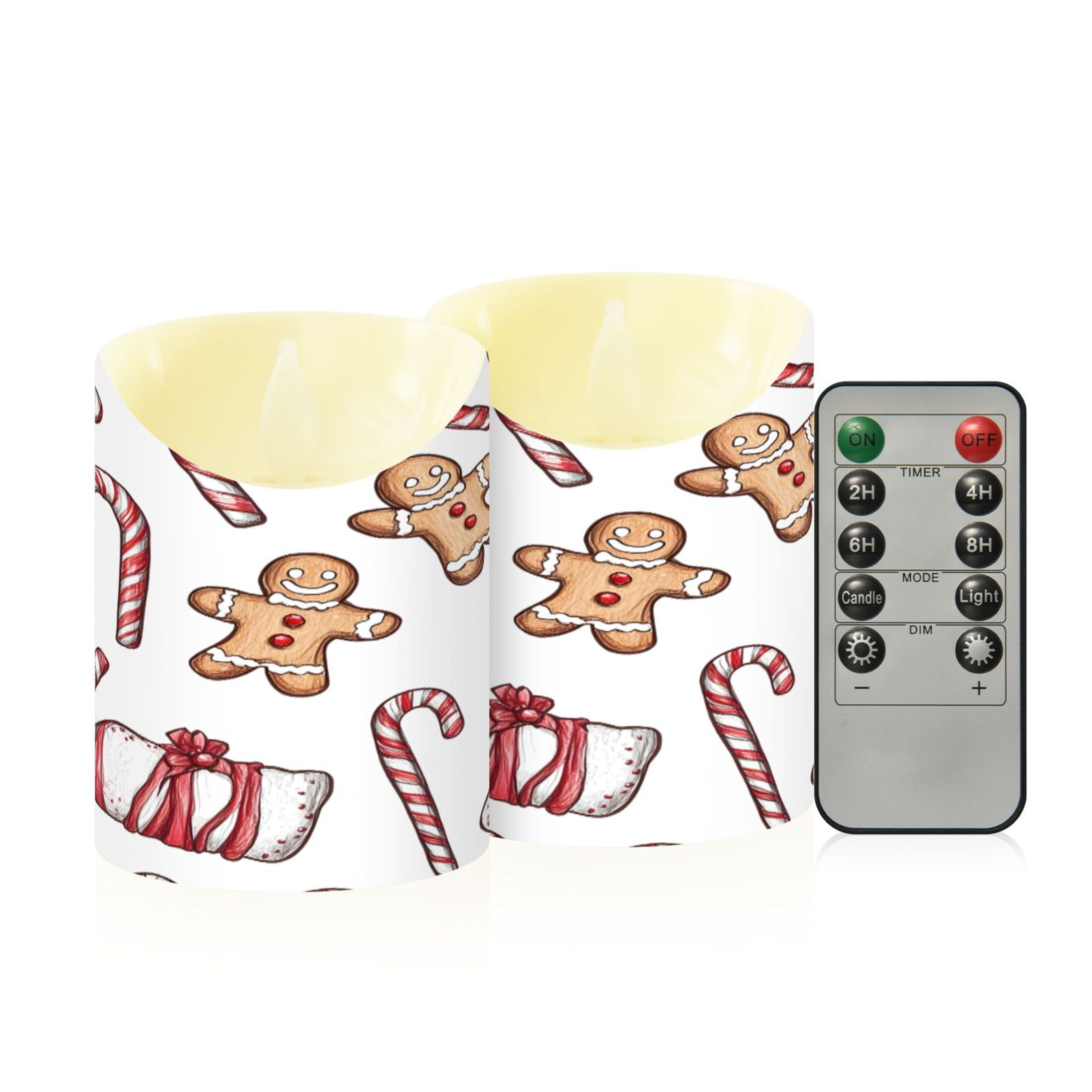 Christmas Gingerbread Man Flameless Candles 2 PCS with Remote Realistic ...
