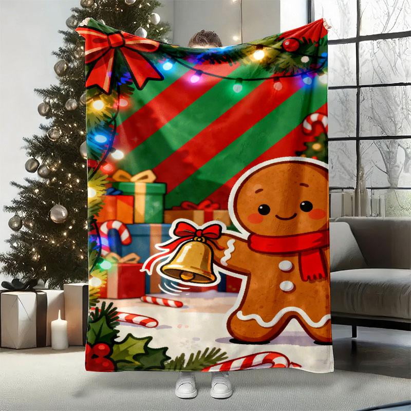 Christmas Gingerbread Man Flannel Blanket, Super Soft Warm Christmas ...