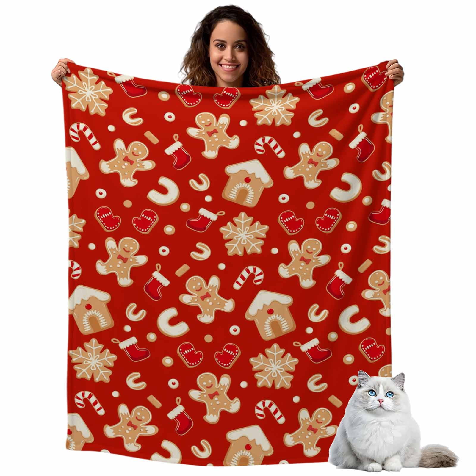 Christmas Gingerbread Man Fleece Throw Blanket Lightweight Winter ...