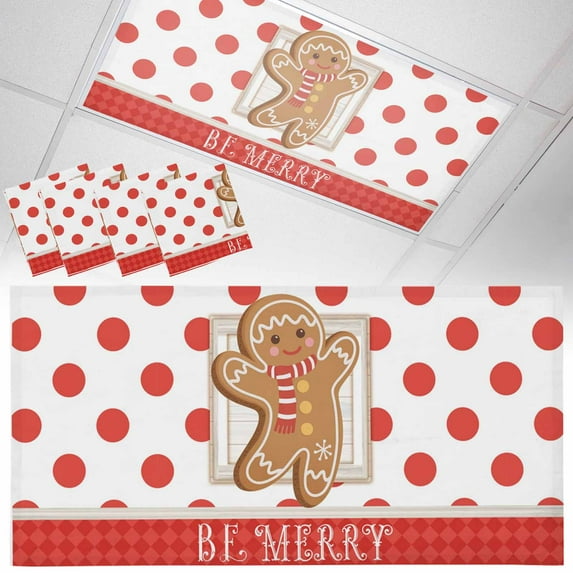 Christmas Gingerbread Man Fluorescent Light Covers Cute Red Polka Dot ...