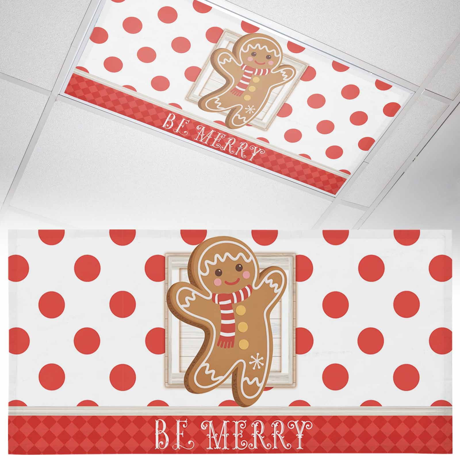Christmas Gingerbread Man Fluorescent Light Covers Cute Red Polka Dot ...