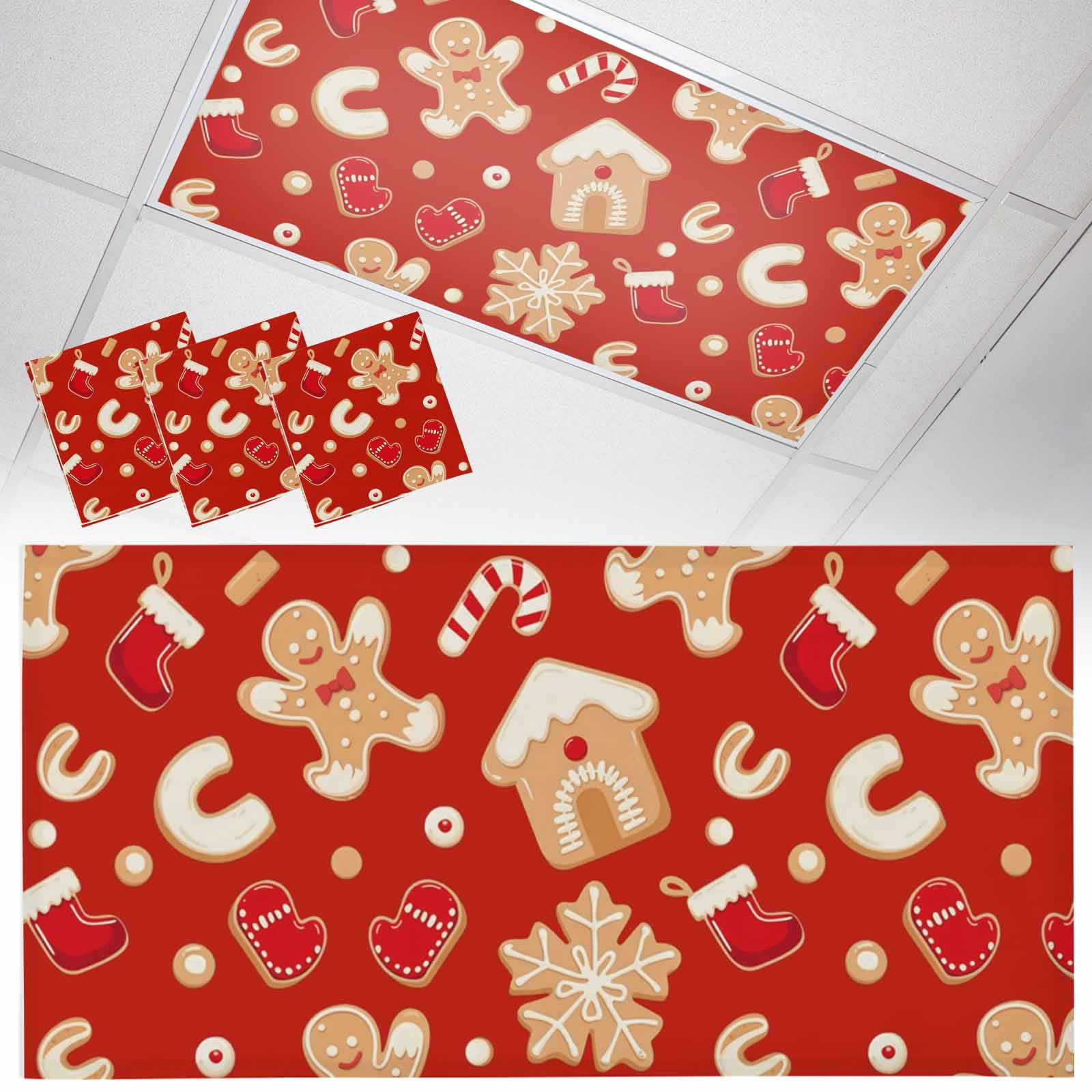 Christmas Gingerbread Man Fluorescent Light Covers Winter Snowflake ...