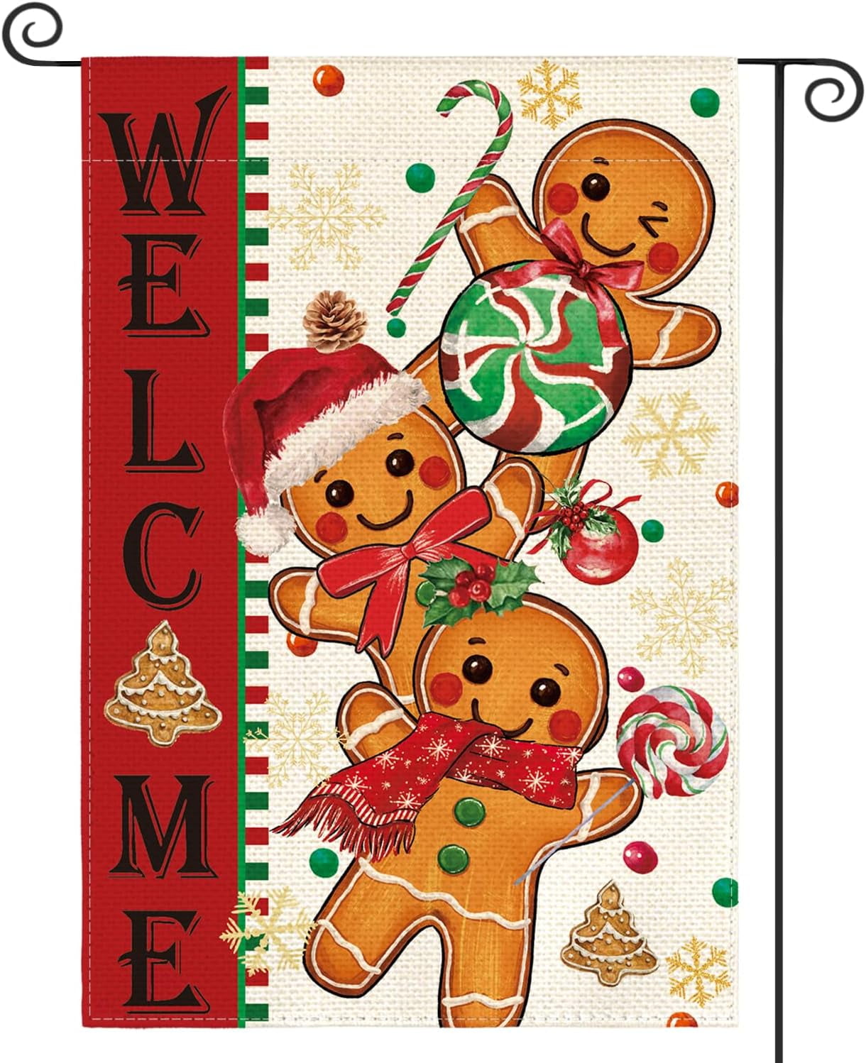 Christmas Gingerbread Man Garden Flag 12x18 Inch Double Sided Outside ...