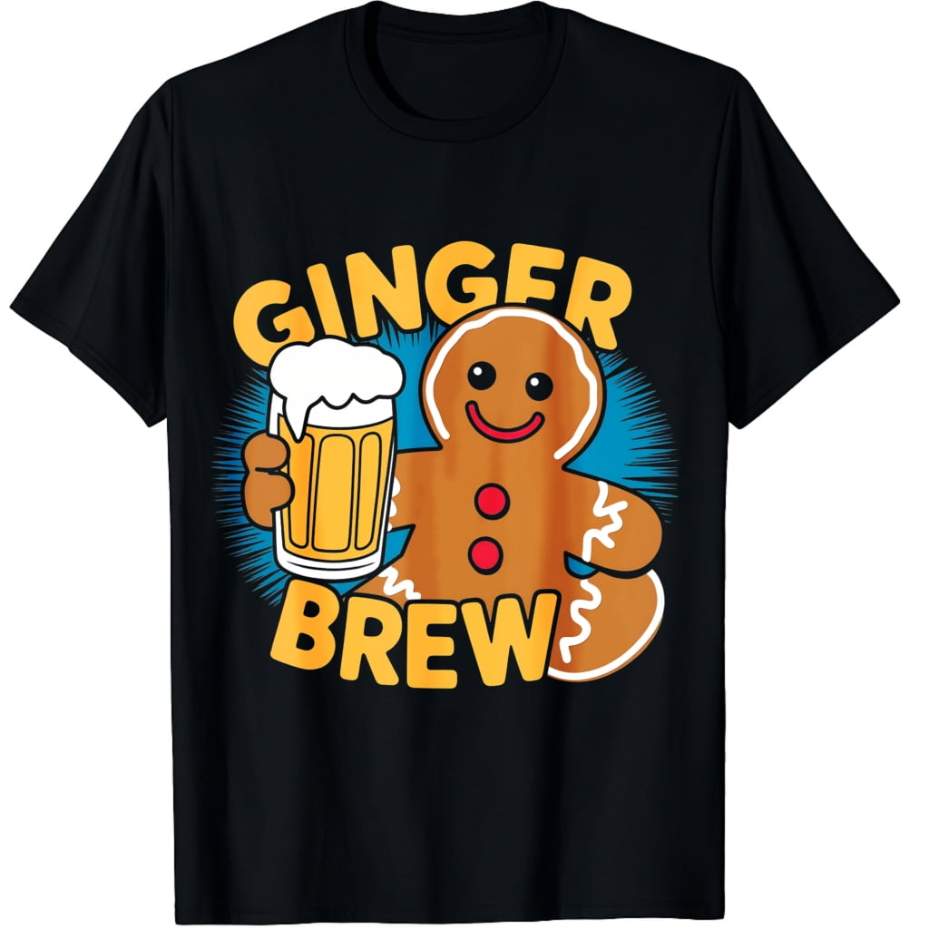 Christmas Gingerbread Man Ginger Brew Print With Beer Glass And Smiling ...