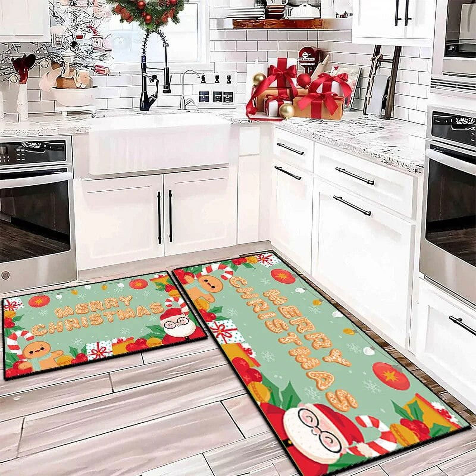 Christmas Gingerbread Man Kitchen Mat Decorative Floor Mat Absorbent ...