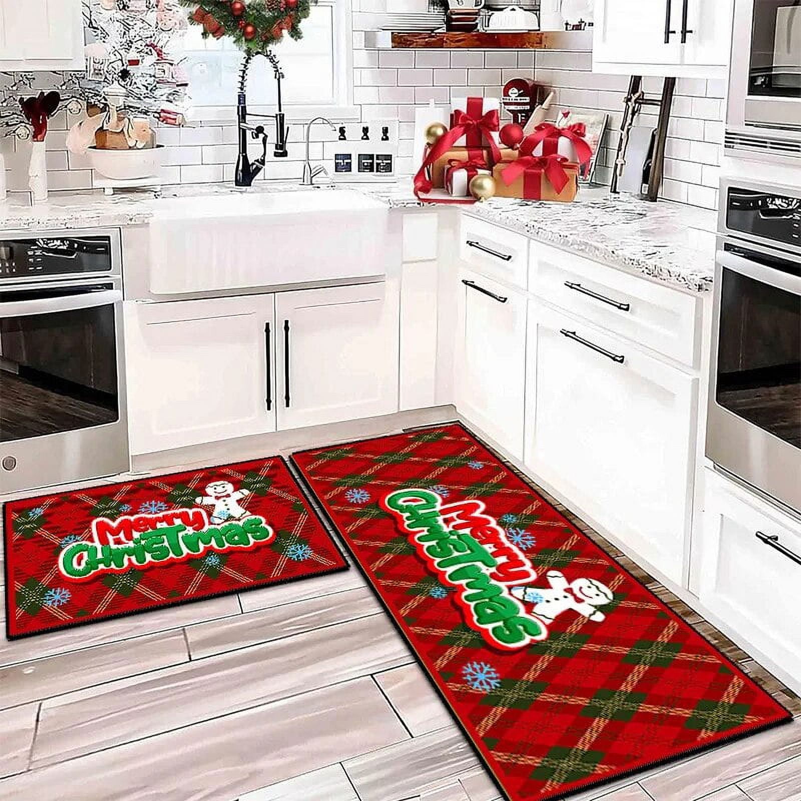 Christmas Gingerbread Man Kitchen Mat Decorative Floor Mat Absorbent ...