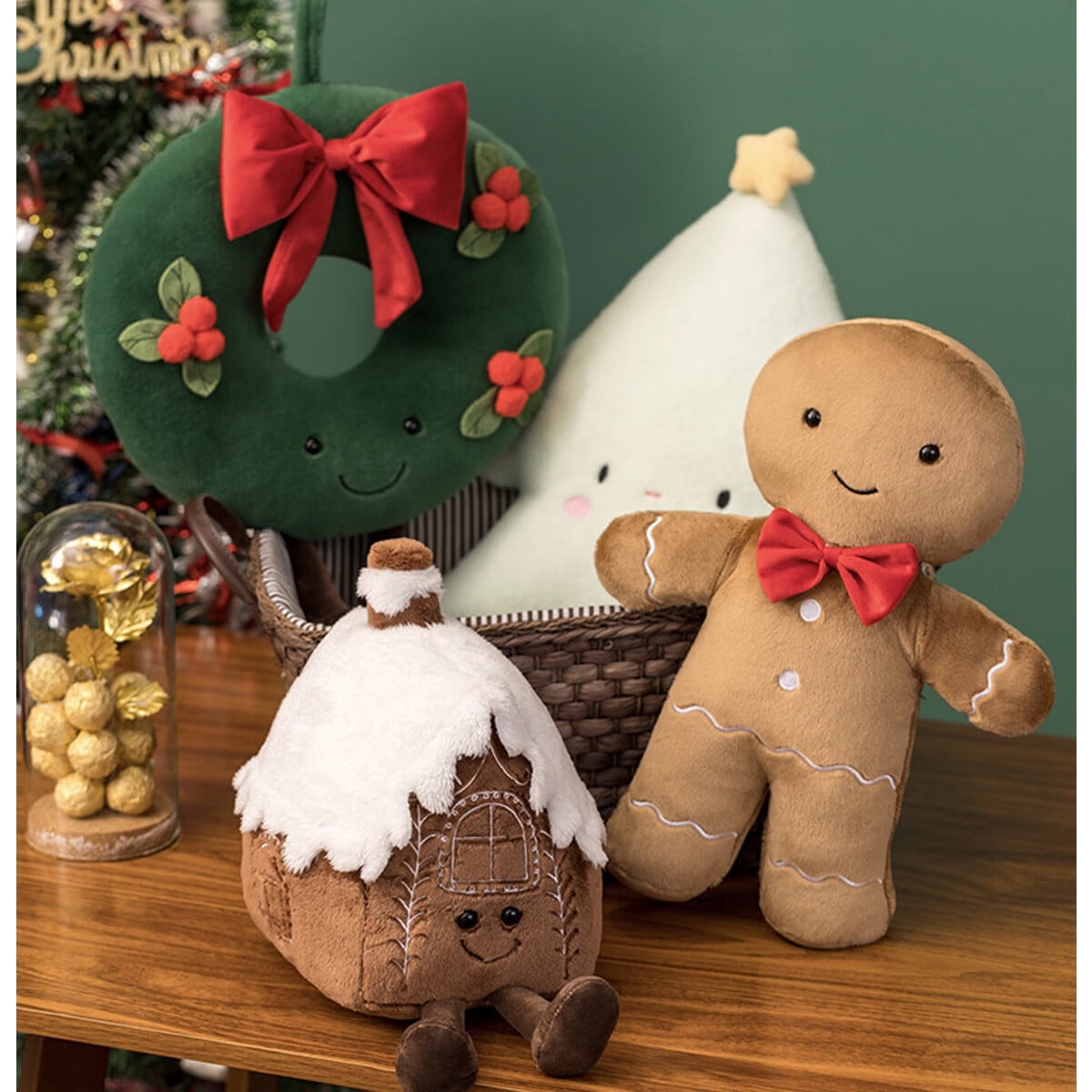 Christmas Gingerbread Man Pillow Plush Shape Stuffed Gingerman Throw ...