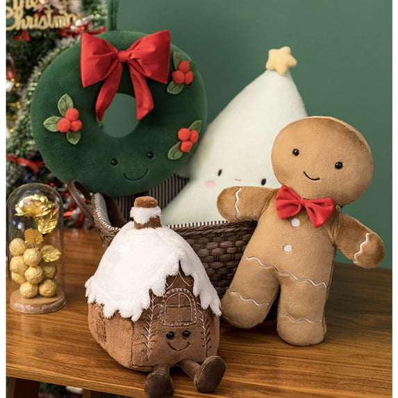 Christmas Gingerbread Man Pillow Plush Shape Stuffed Gingerman Throw ...