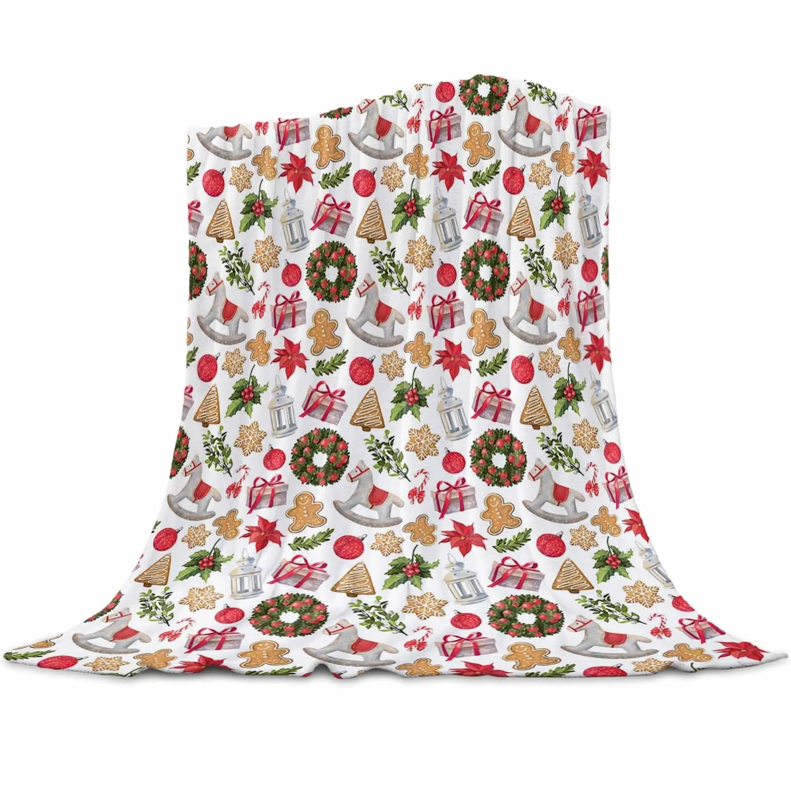 Christmas Gingerbread Man Pink Throw Blanket Christmas Blanket Soft ...