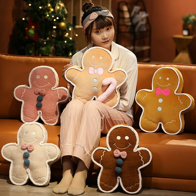 Christmas Gingerbread Man Plush Doll Soft Toy Decorative Waist Pillow ...