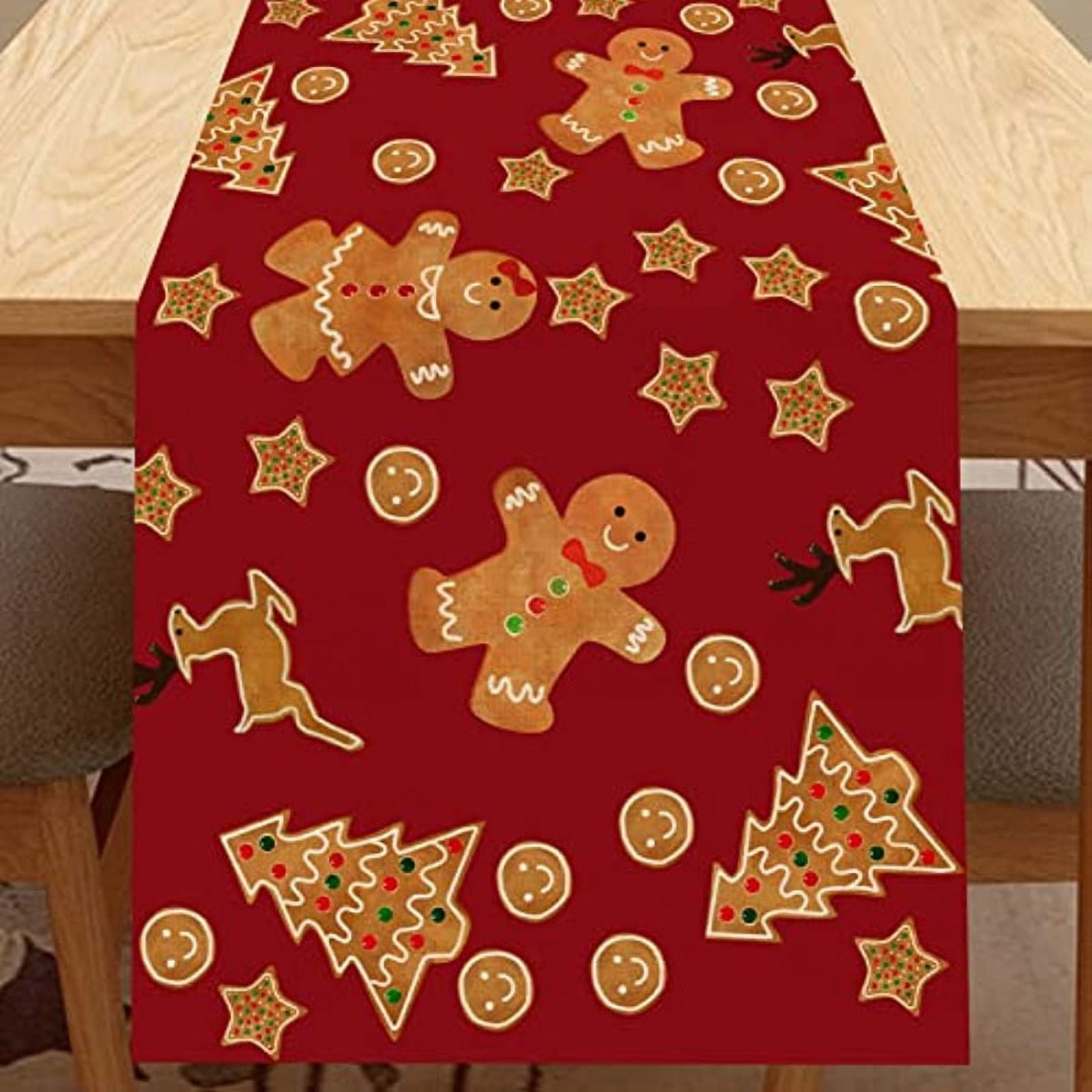 Christmas Gingerbread Man Table Banner Snowflake Home Kitchen Festive ...