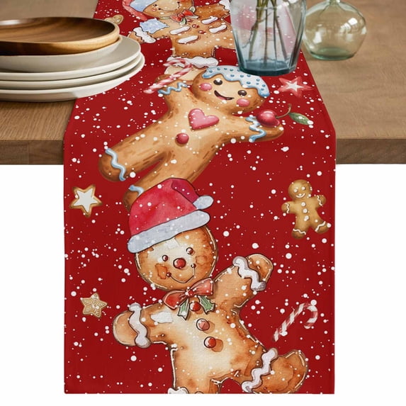 Christmas Gingerbread Man Table Runner 36 Inches, Winter Xmas ...