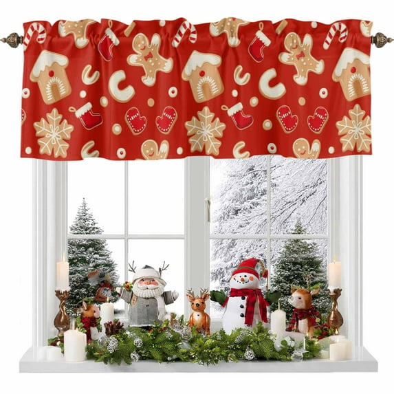 Christmas Gingerbread Man Valances for Windows, Winter Snowflake Food ...