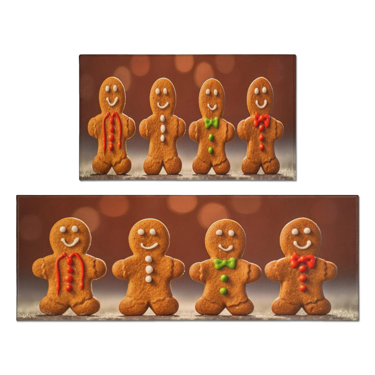 Christmas Gingerbread Man,Winter Xmas Candy Cane Kitchen Rugs Set ...