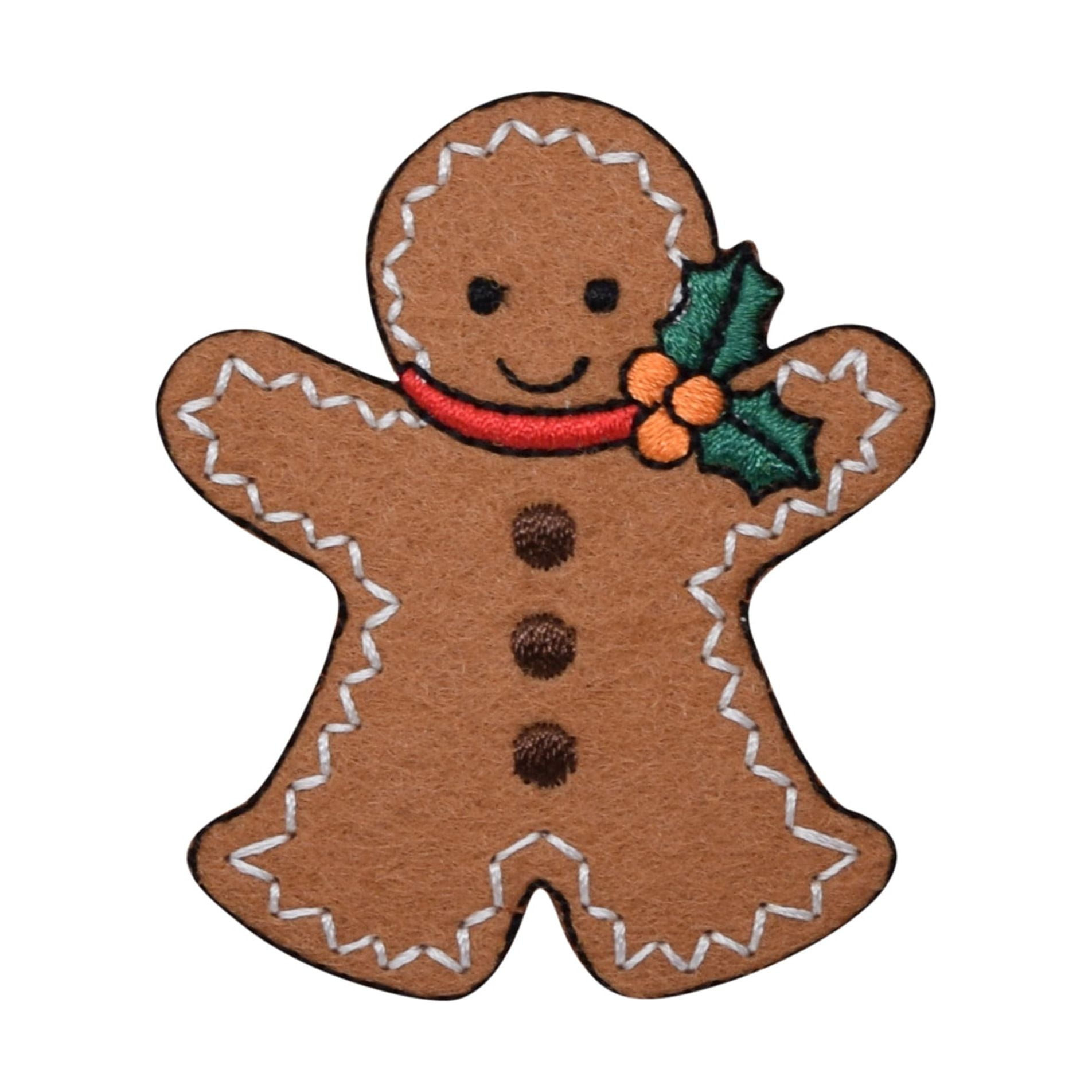 Christmas - Gingerbread Man with Holly - LARGE - Iron on Applique ...