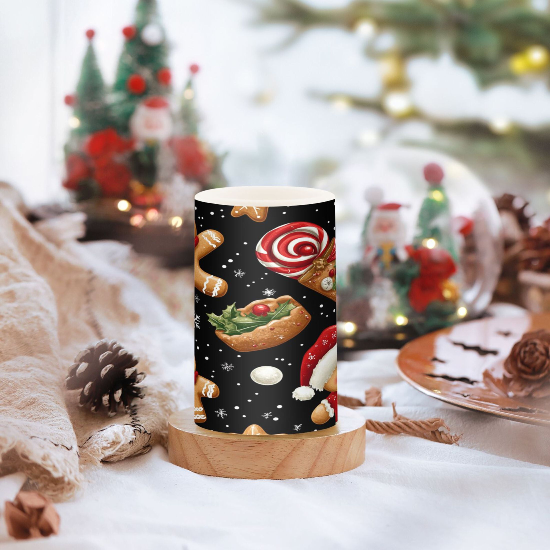 Christmas Gingerbread Men Set of 2 Flameless LED Candles Remote and ...