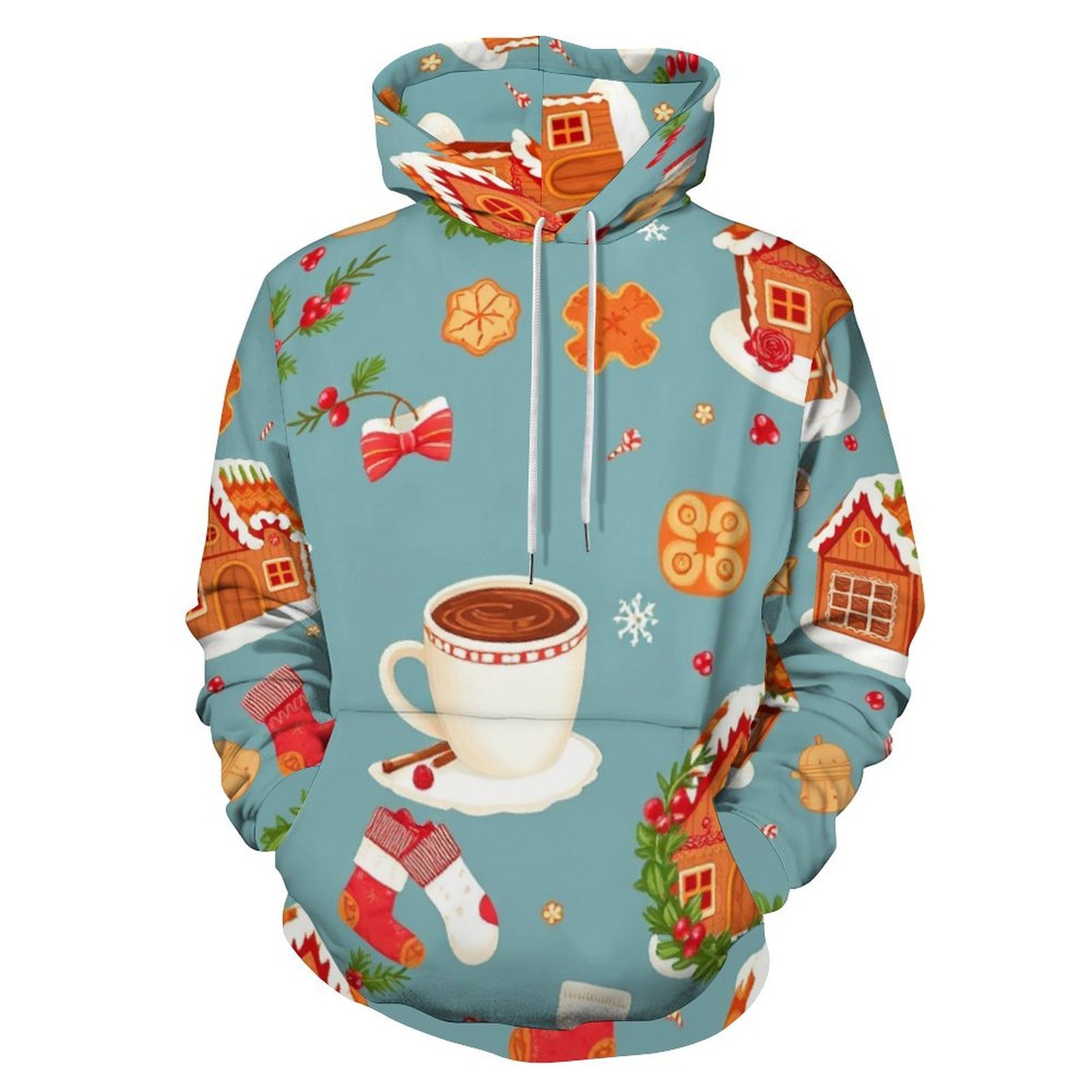 Christmas Gingerbread Pattern(2) Hoodie Men Women Sports Shirt Loose ...