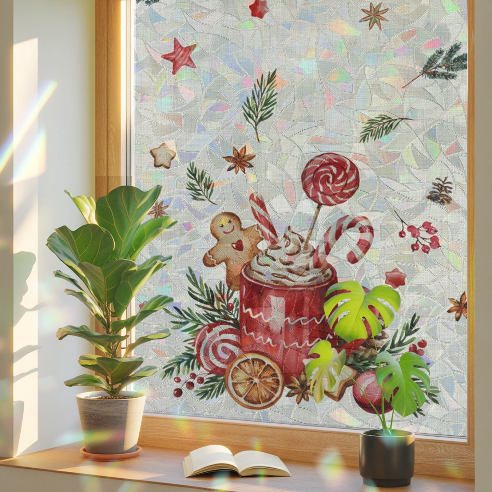 Christmas Gingerbread Privacy Window Film,Decorative Stained Glass ...