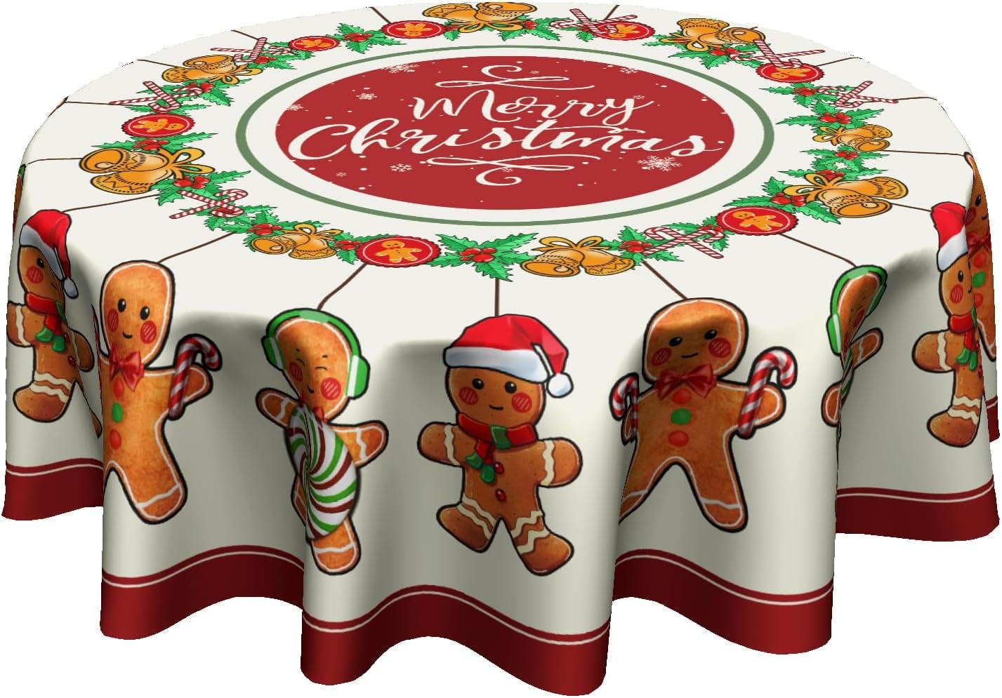 Christmas Gingerbread Round Table Cloth - Winter Gingerbread Man ...