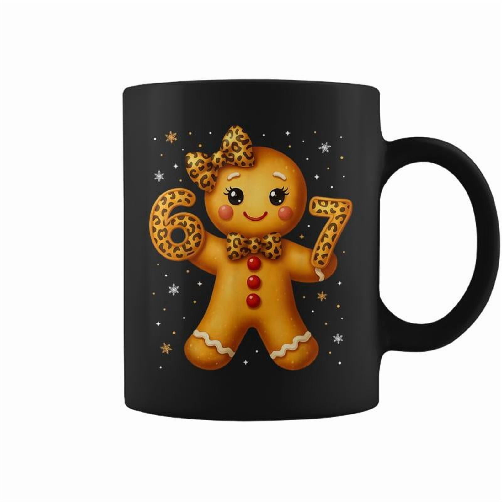 Christmas Gingerbread Six Seven 67 Leopard Bow Girl Coffee Mugs ...