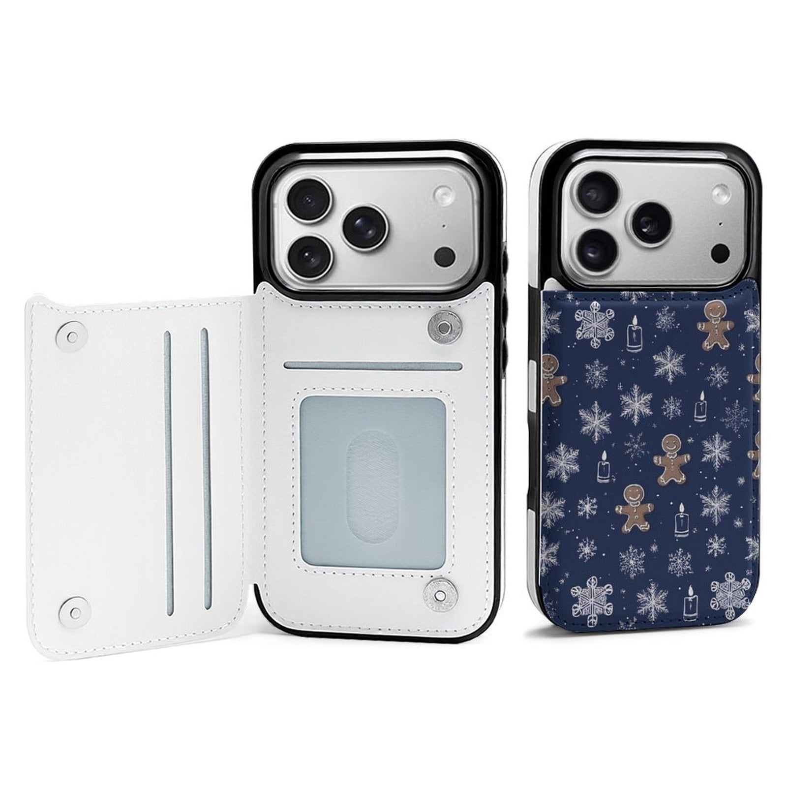 Christmas Gingerbread Snowflake Wrapping Paper Leather Wallet Case for ...