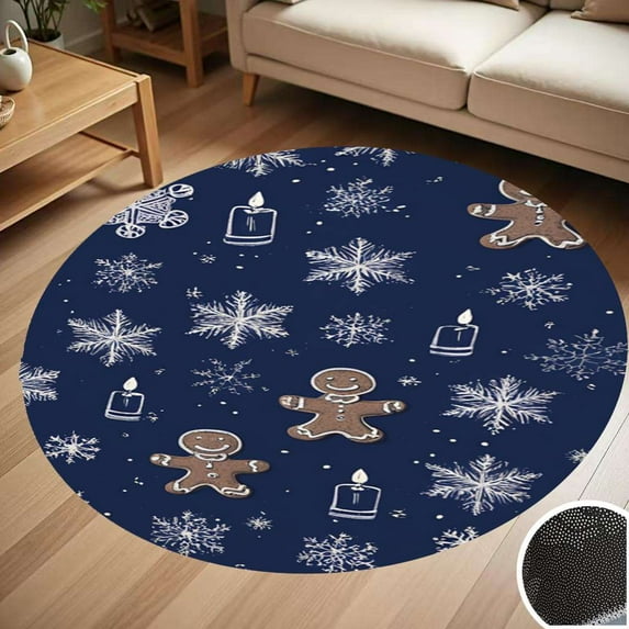 Christmas Gingerbread Snowflake Wrapping Paper Round Carpet Living Room ...