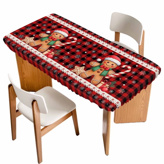 Christmas Gingerbread Table Cloths for 3 Foot Rectangle Tables, Red ...