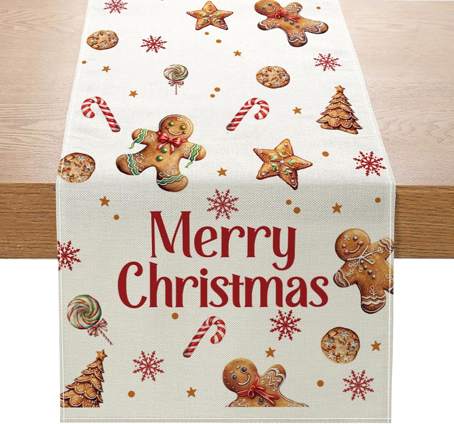 Christmas Gingerbread Table Runner 13x72 Inch Cookies Merry Christmas ...