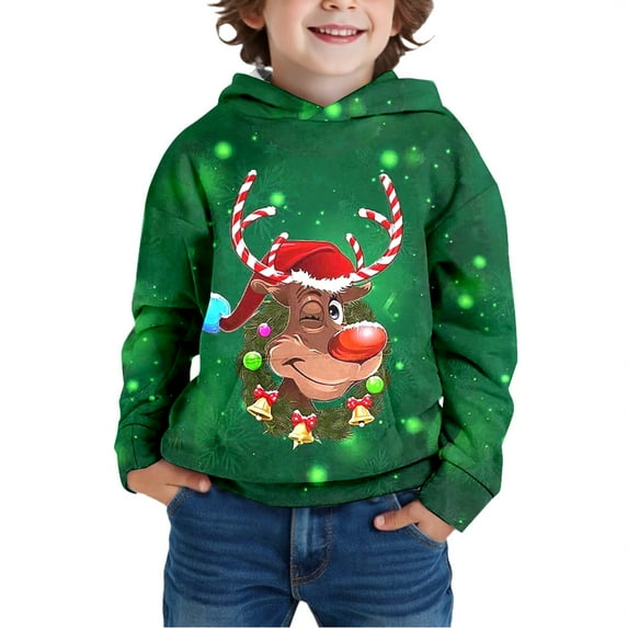 Christmas Girls Hoodies Boys Cartoon Prints Long Sleeve Hooded ...