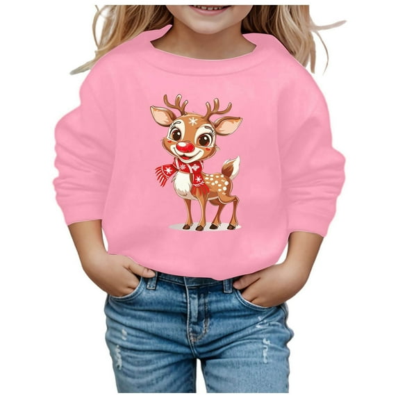 Christmas Girls Sweatshirt Child Fashion Reindeer Printed Hoodie Fall ...